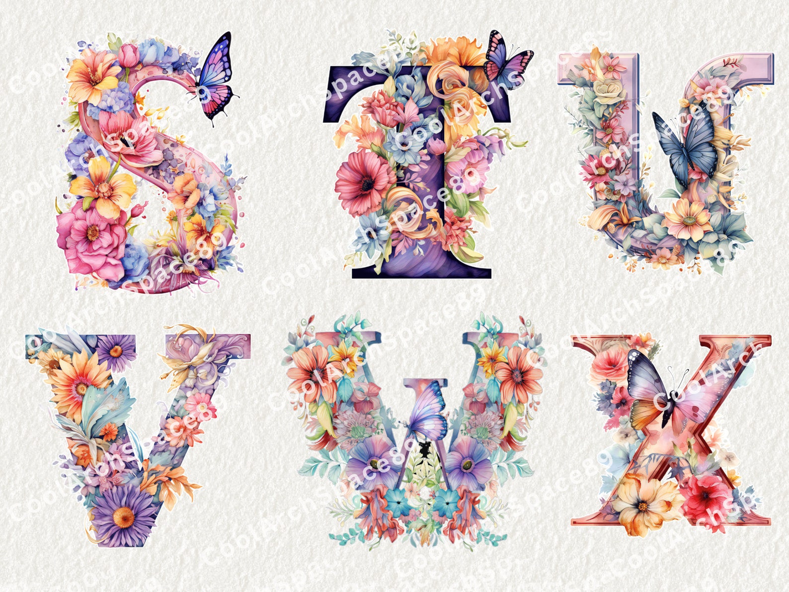Floral Alphabet A Z Clipart,floral Letters Png,watercolor Alphabet Png ...