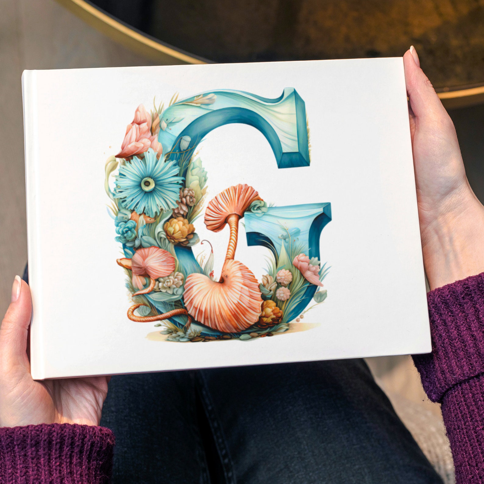 Watercolor Ocean Alphabet Clipart: Floral Underwater Letters (digital ...