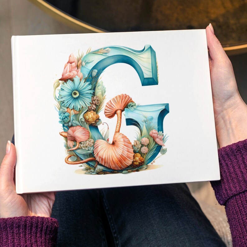 Watercolor Ocean Alphabet Clipart: Floral Underwater Letters (digital ...