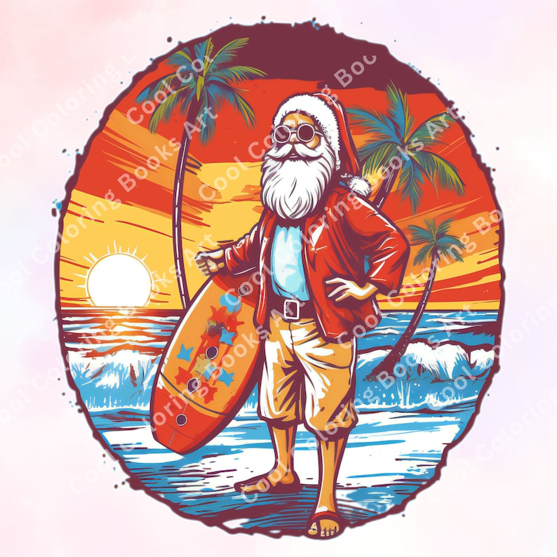 10 Santa on the Beach Clipart. Digital Art & Sublimation. Christmas in ...