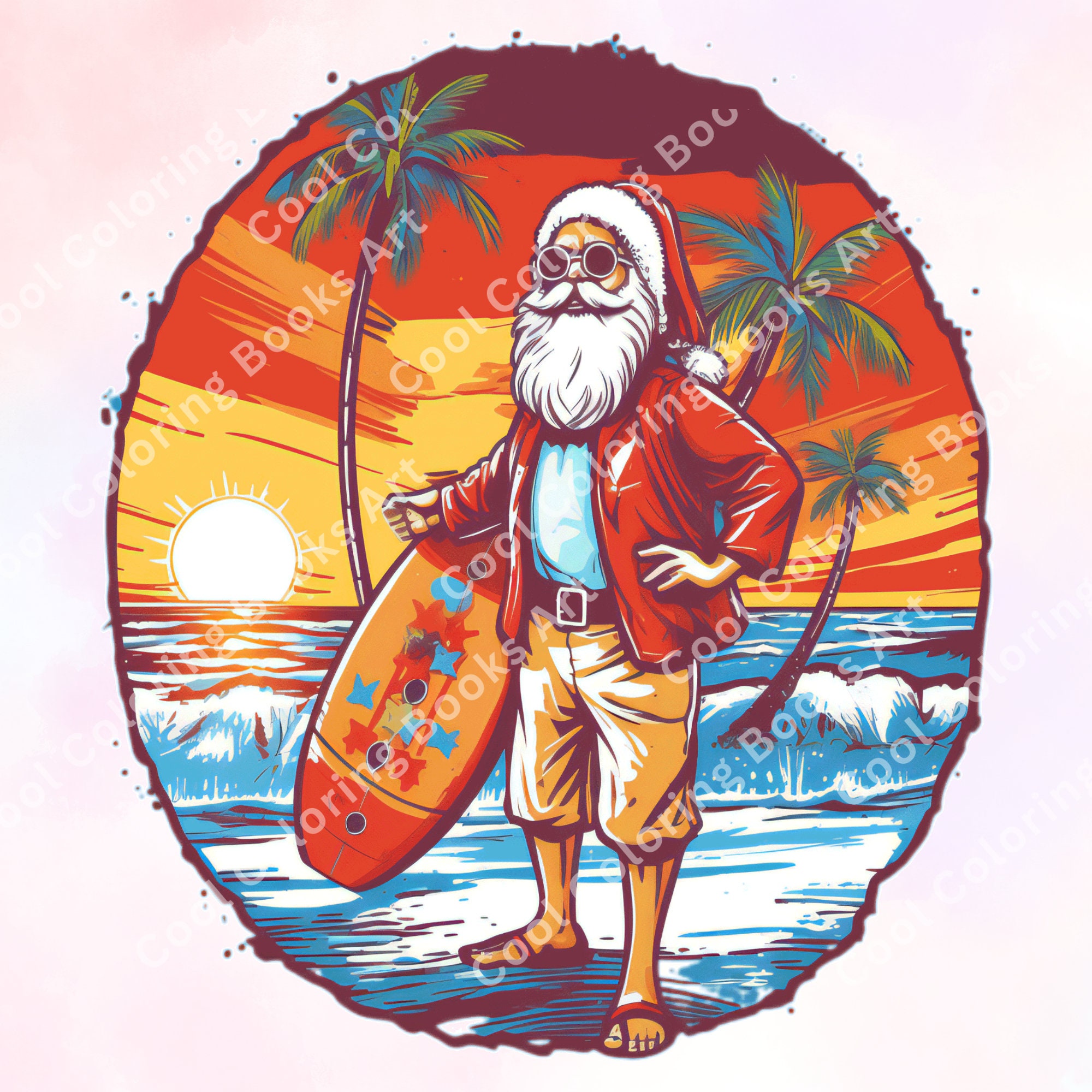 10 Santa on the Beach Clipart. Digital Art & Sublimation. Christmas in ...