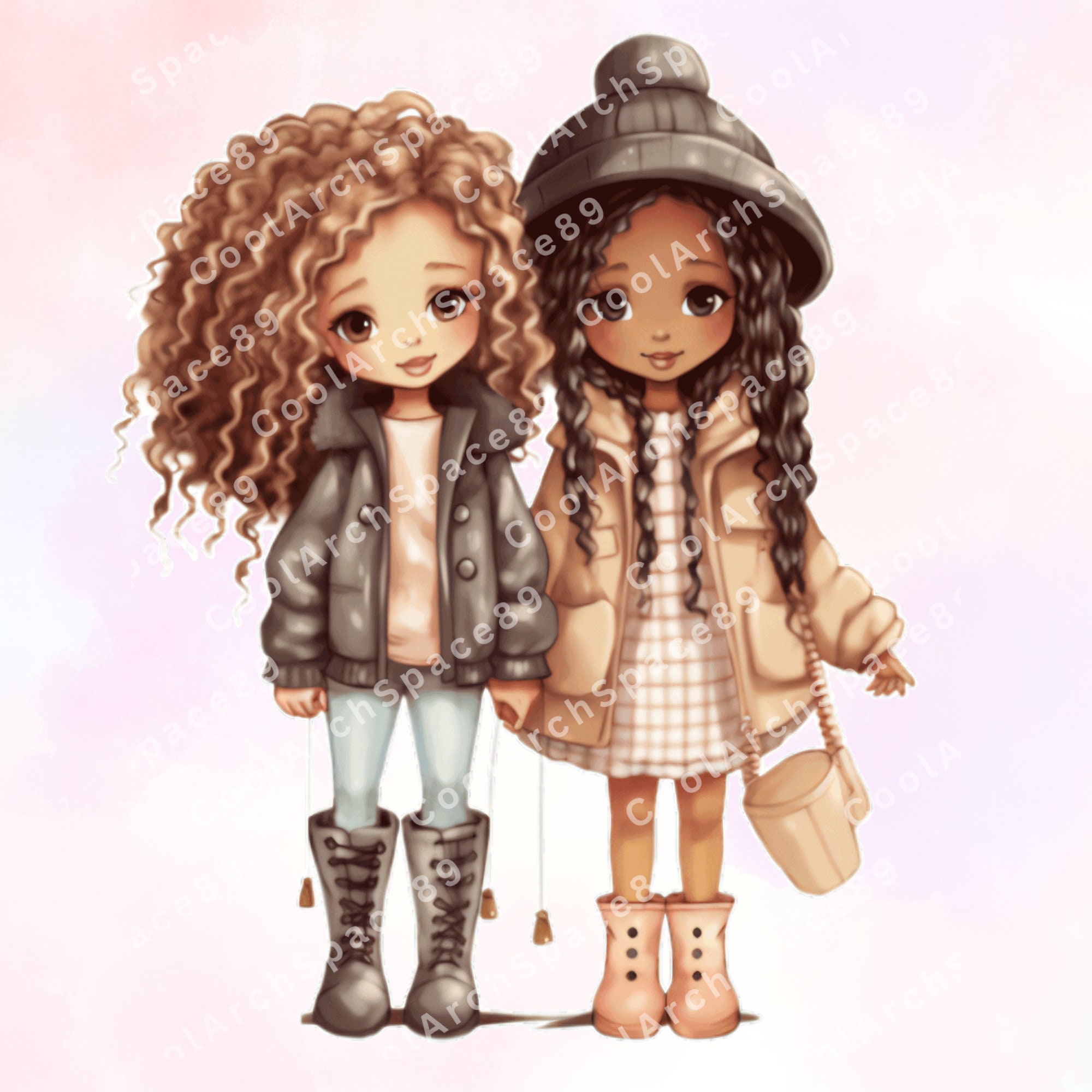 8 Watercolor Best Friend Clipart, Girl Best Friend PNG, Best Friend ...