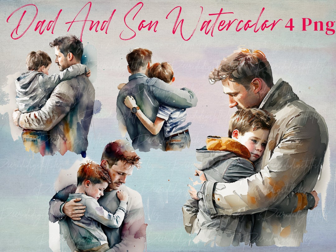 Watercolor Father's Day Clipart 4 PNG Sublimation Files - Etsy
