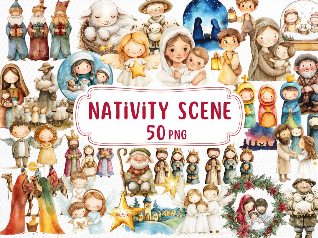 50 Christmas Nativity Scene Clipart, Beautiful and Classic Holiday ...
