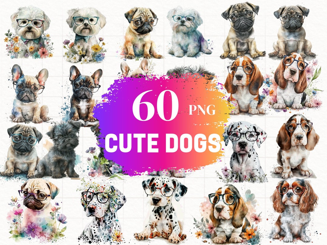 Watercolor Dogs Clipart Bundle, Dog Portraits (PNG) - Etsy