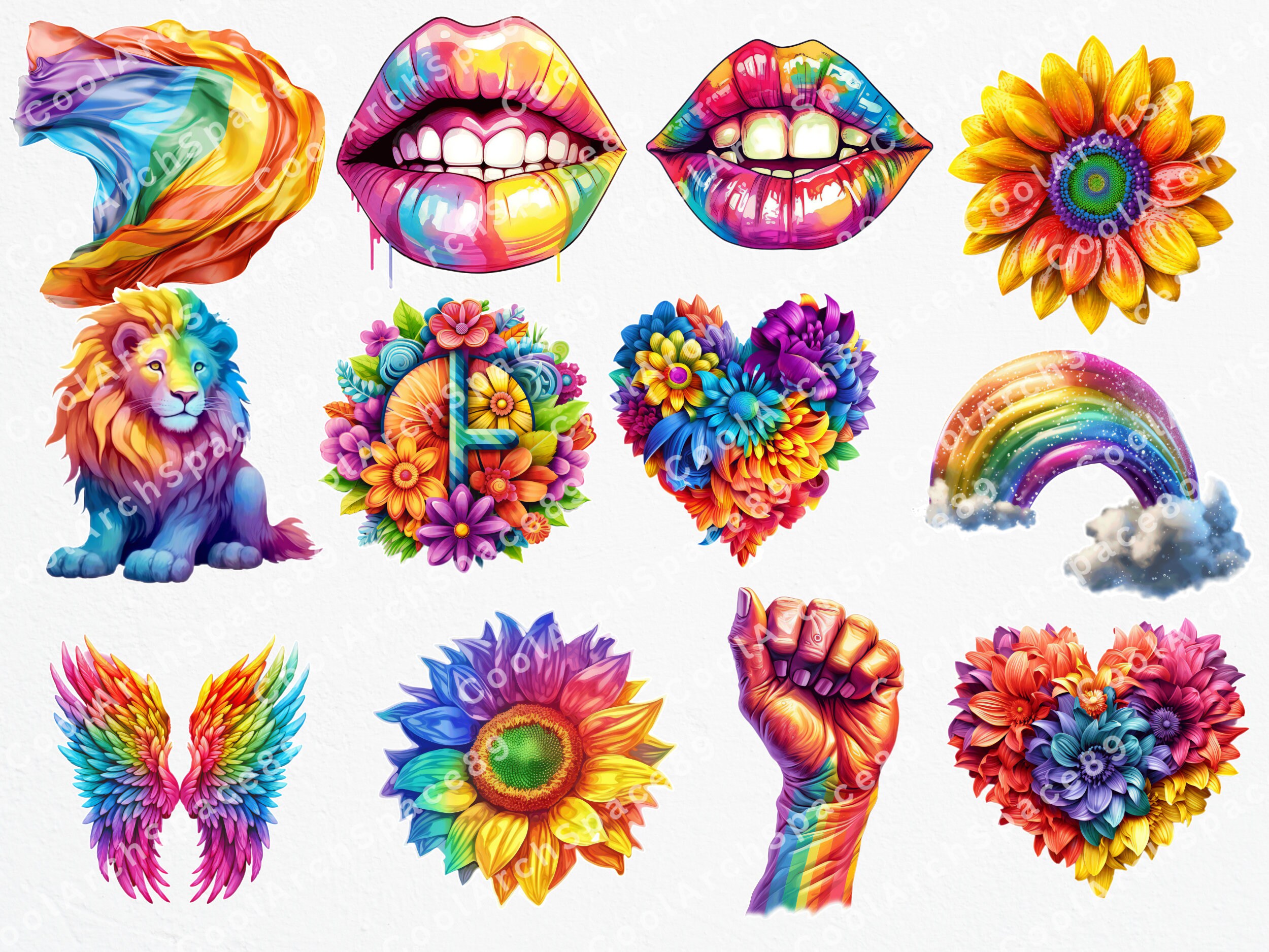 45 PNG Watercolour LGBTQ Pride Clipart Bundle, LGBT Pride Month Files ...