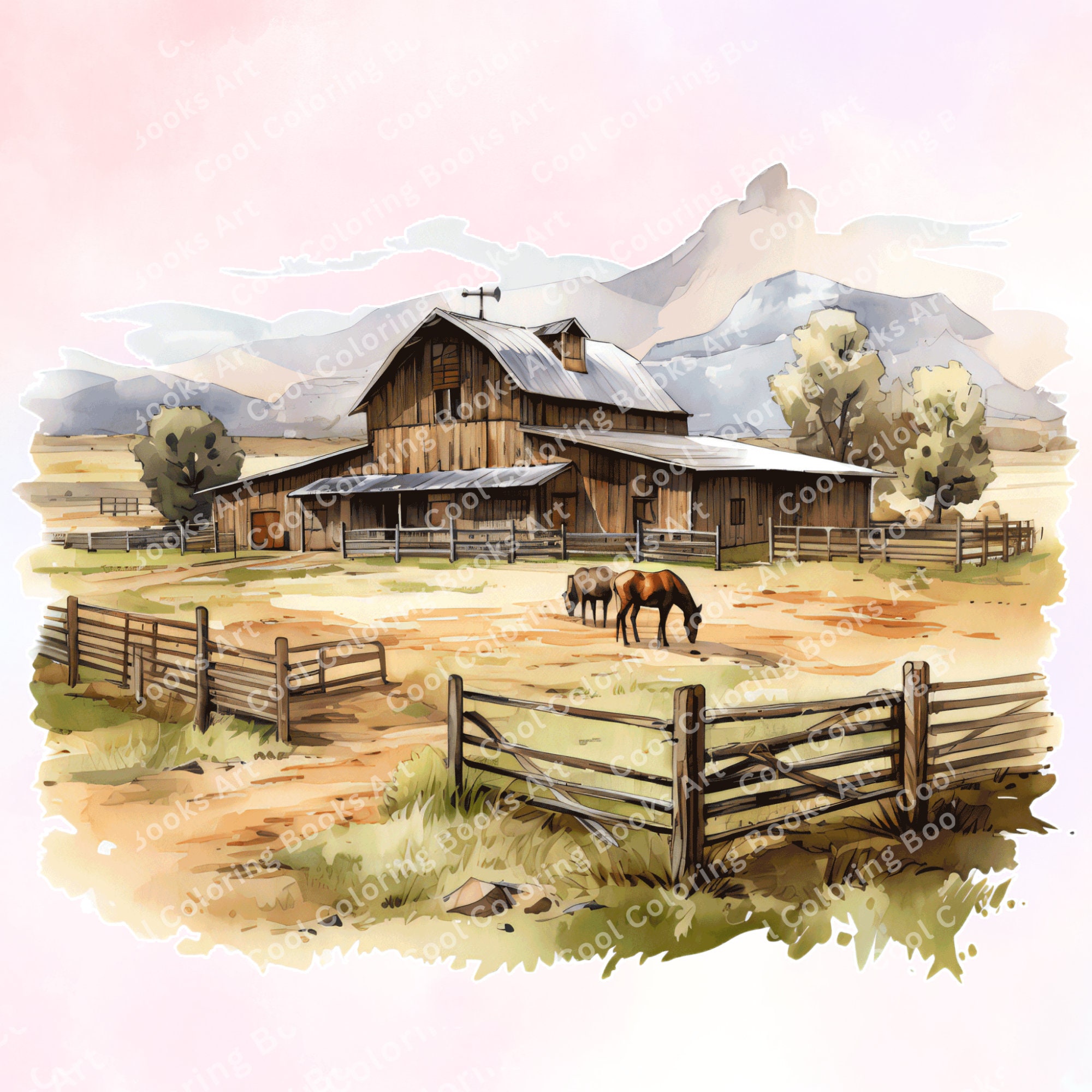 22 Watercolor Farm House Clipart PNG Rustic Country Barn , Farm Life ...