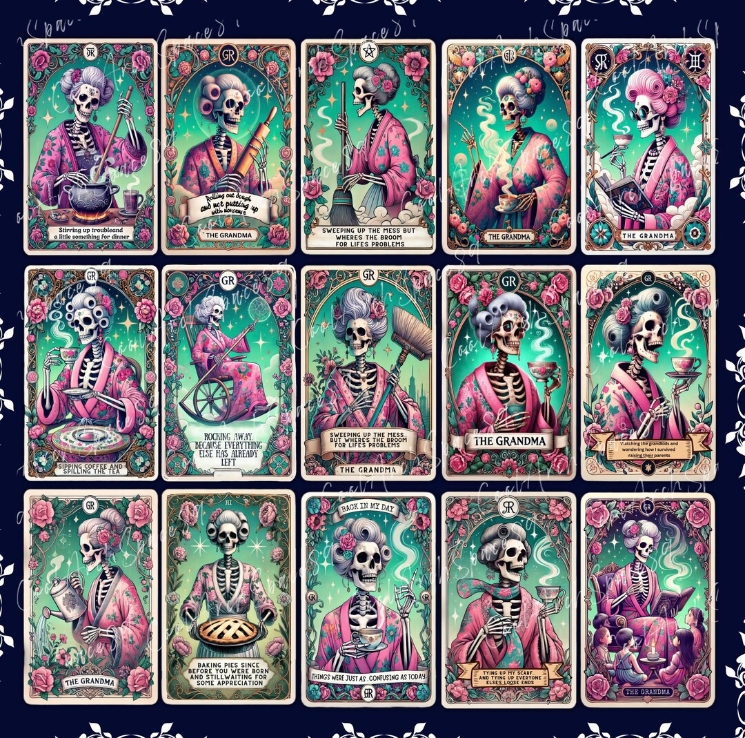 15 Funny Skeleton Grandma Clipart for Halloween Crafts, Digital ...