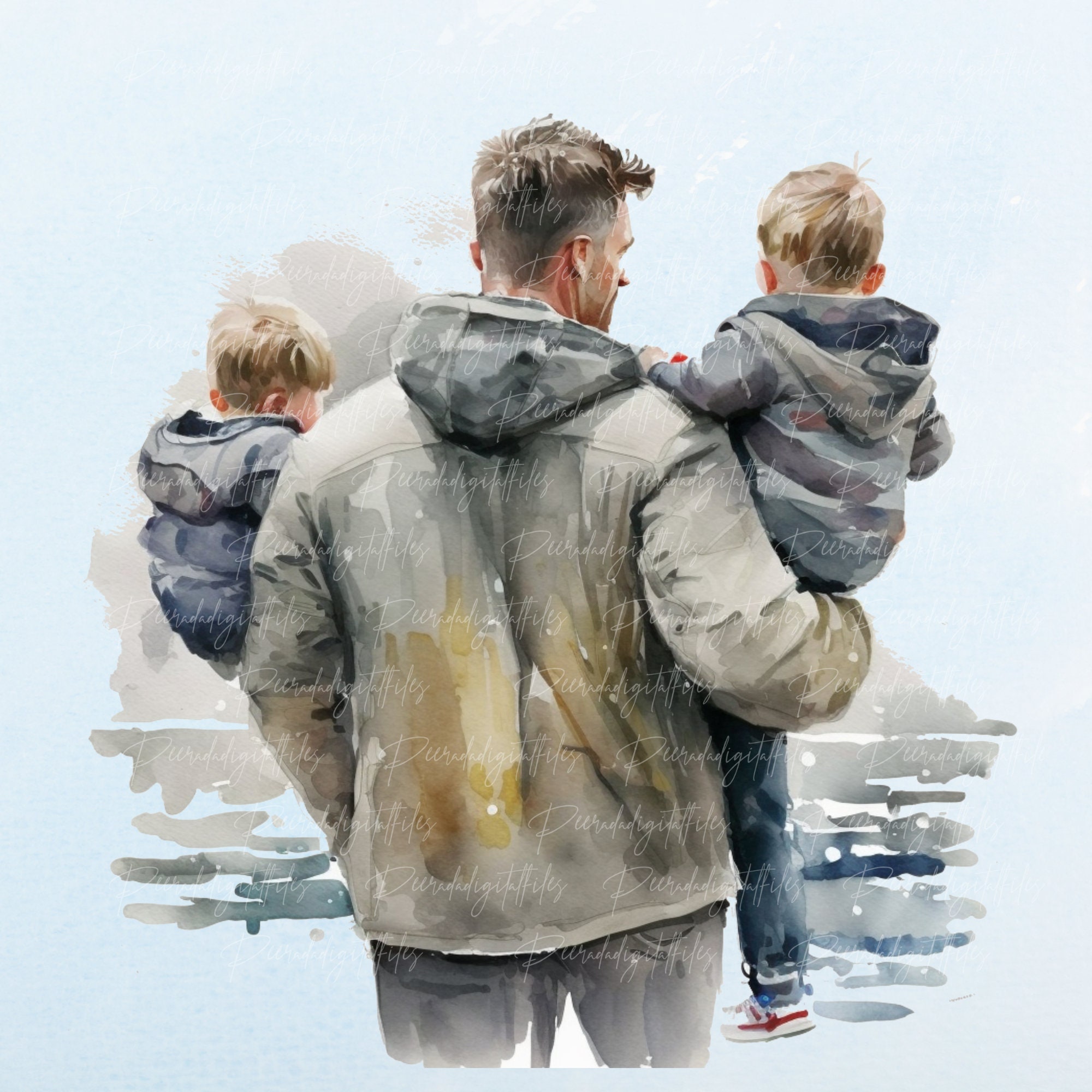 Dad and Son Watercolor 5 Png Bundle , Father Day Sublimation, Dad ...
