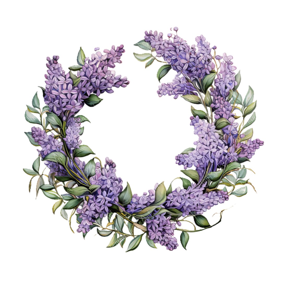 Watercolor Lilac Wreath Clipart: Floral PNG (digital Download) - Etsy