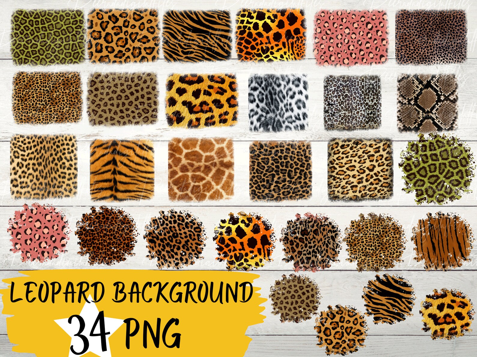Distressed Leopard Background Png Background Splash Cheetah - Etsy