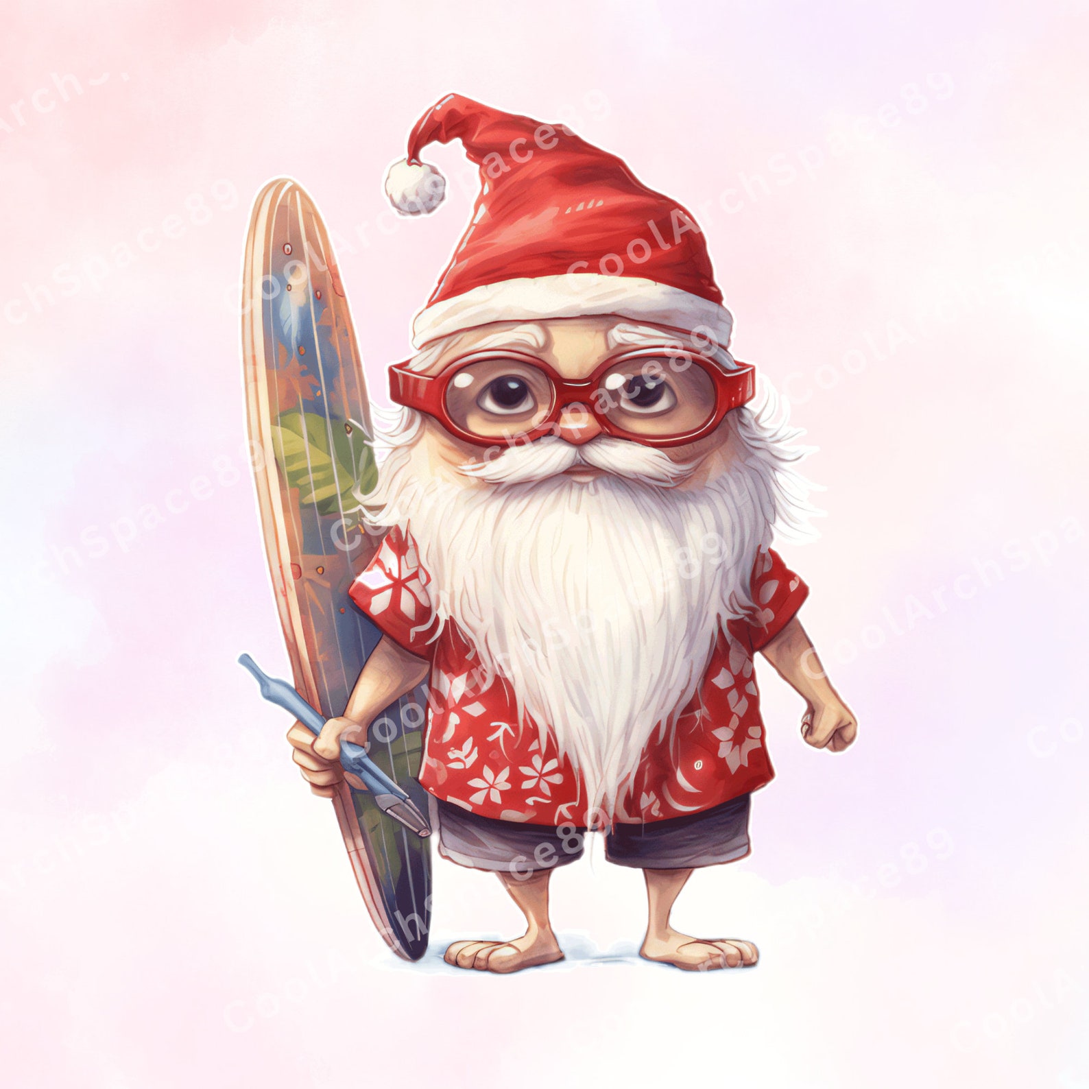 10 Santa on the Beach Clipart. Digital Art & Sublimation. Christmas in ...