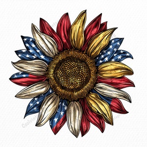 24 Patriotic Sunflower 4th of July , Sunflower, PNG File, Crafting ...
