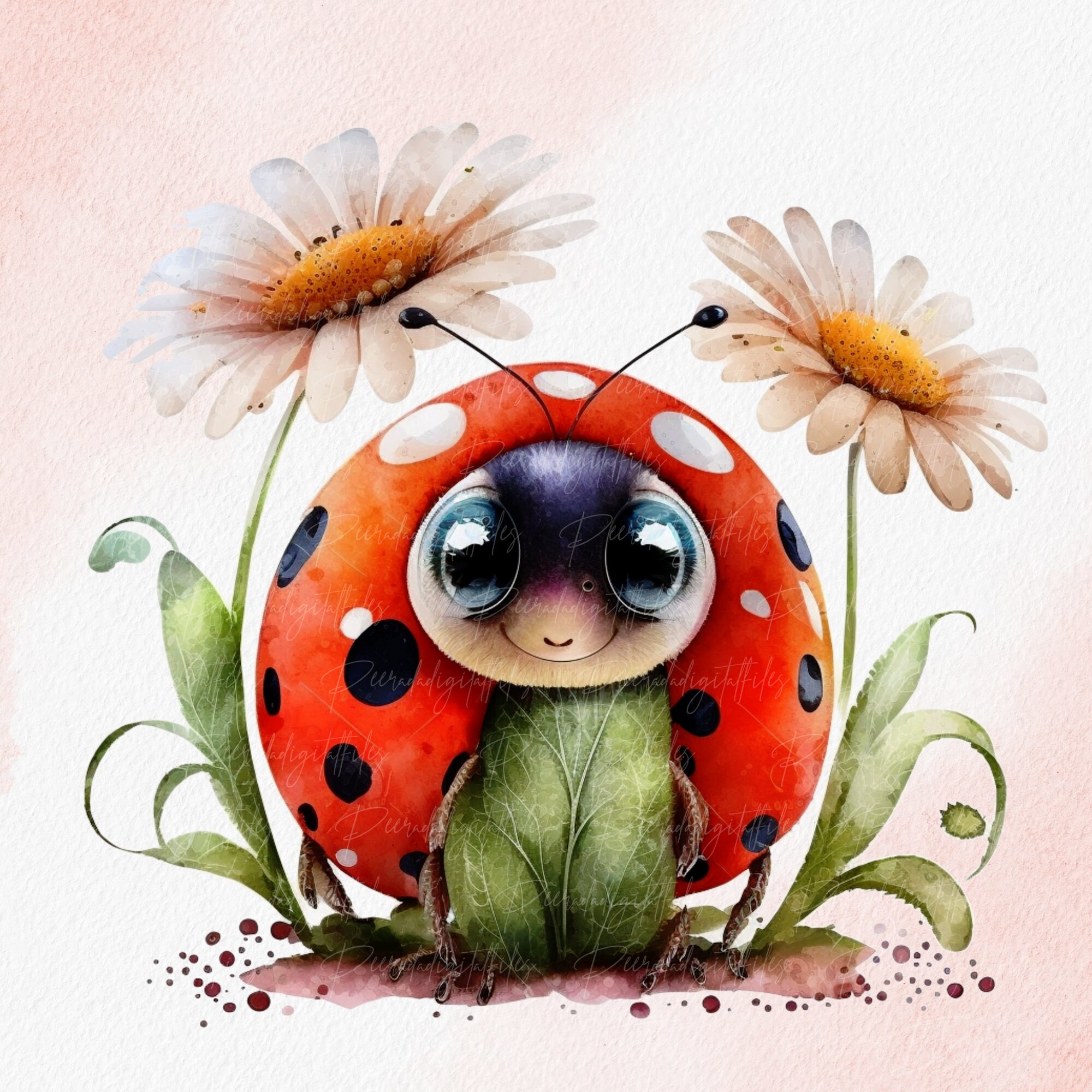 8 Cute Ladybug Watercolor Clipart, Watercolor PNG, Sublimation Files ...