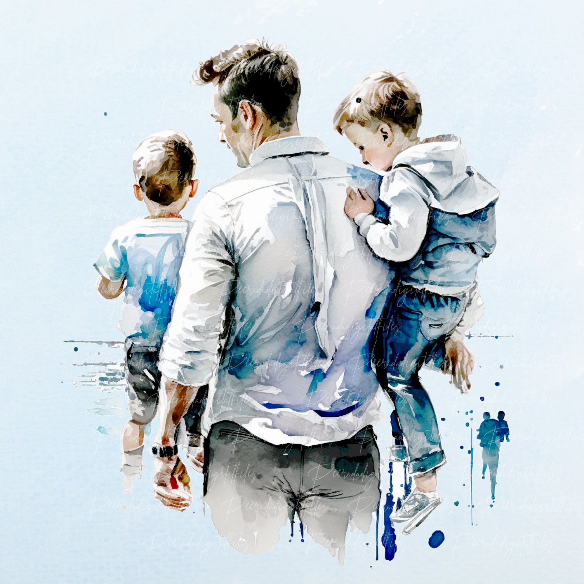 Dad and Son Watercolor 5 Png Bundle , Father Day Sublimation, Dad ...