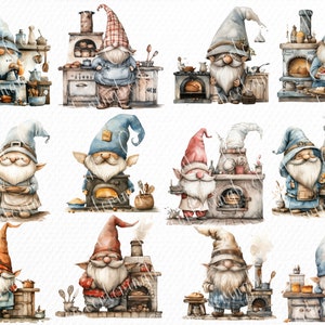 25 PNG Watercolor Baker Gnomes, Baking Gnomes Png, Chef Gnome, Cute ...
