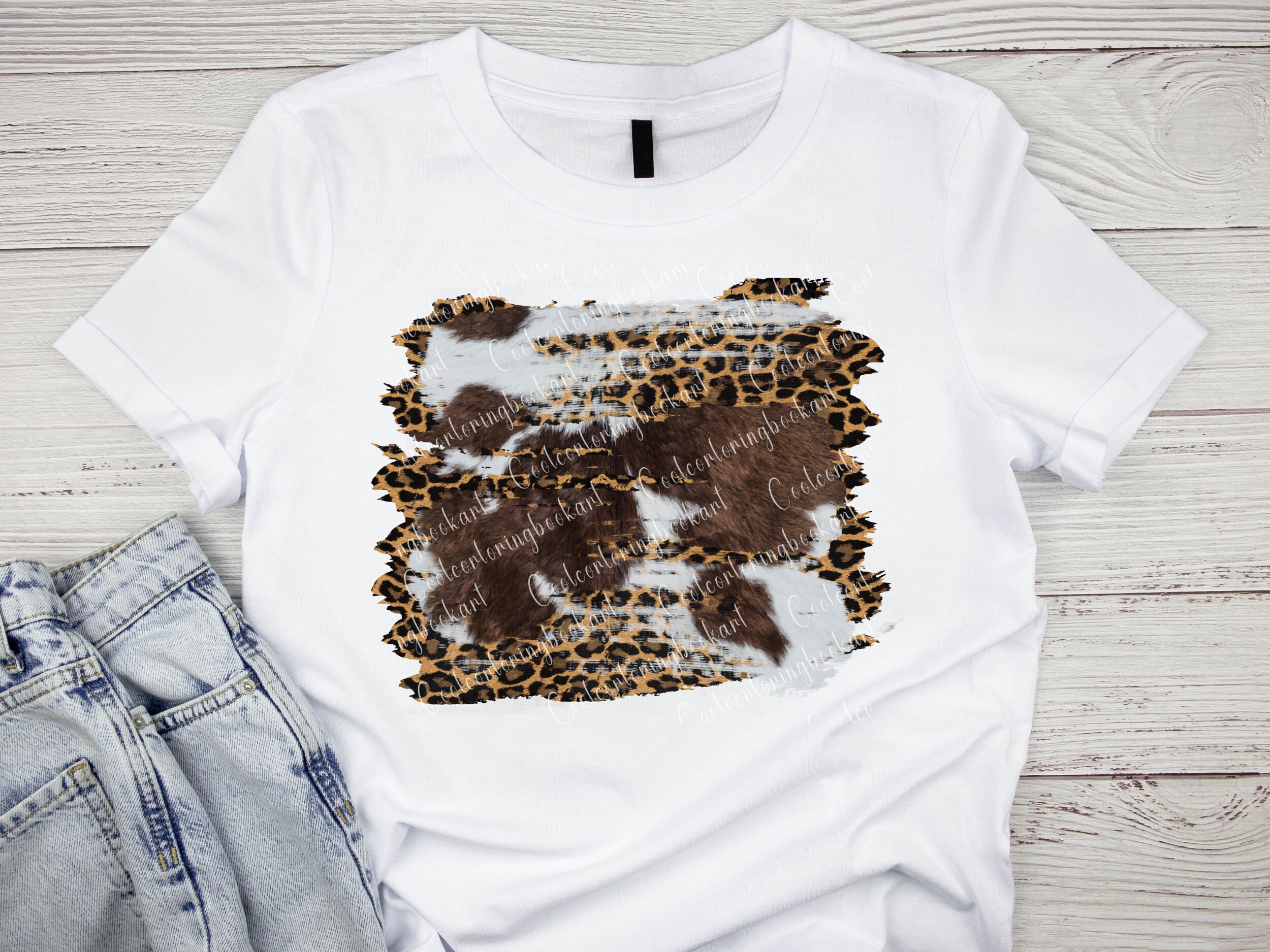 Cowhide Pattern Distressed Background Png Design Bundle, Cowhide Png ...