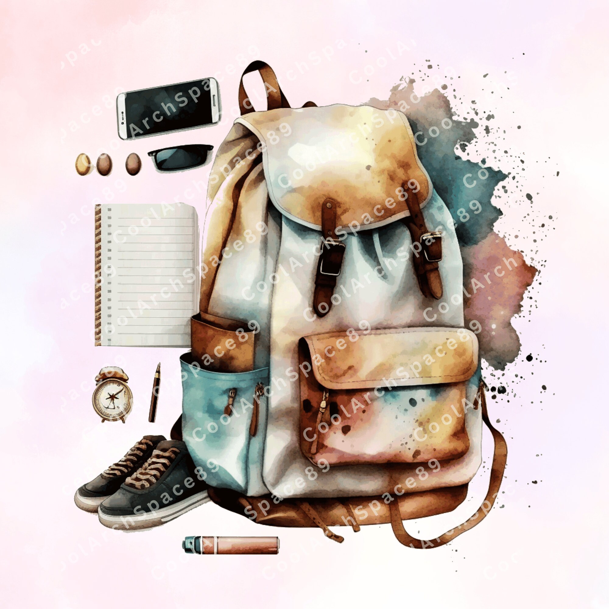 52 Watercolor Back to School Clipart Bundle School Bus - Etsy