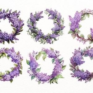 16 PNG Lilac Wreath Watercolor Lilac Clipart M, Floral PNG Format ...