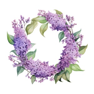 16 PNG Lilac Wreath Watercolor Lilac Clipart M, Floral PNG Format ...