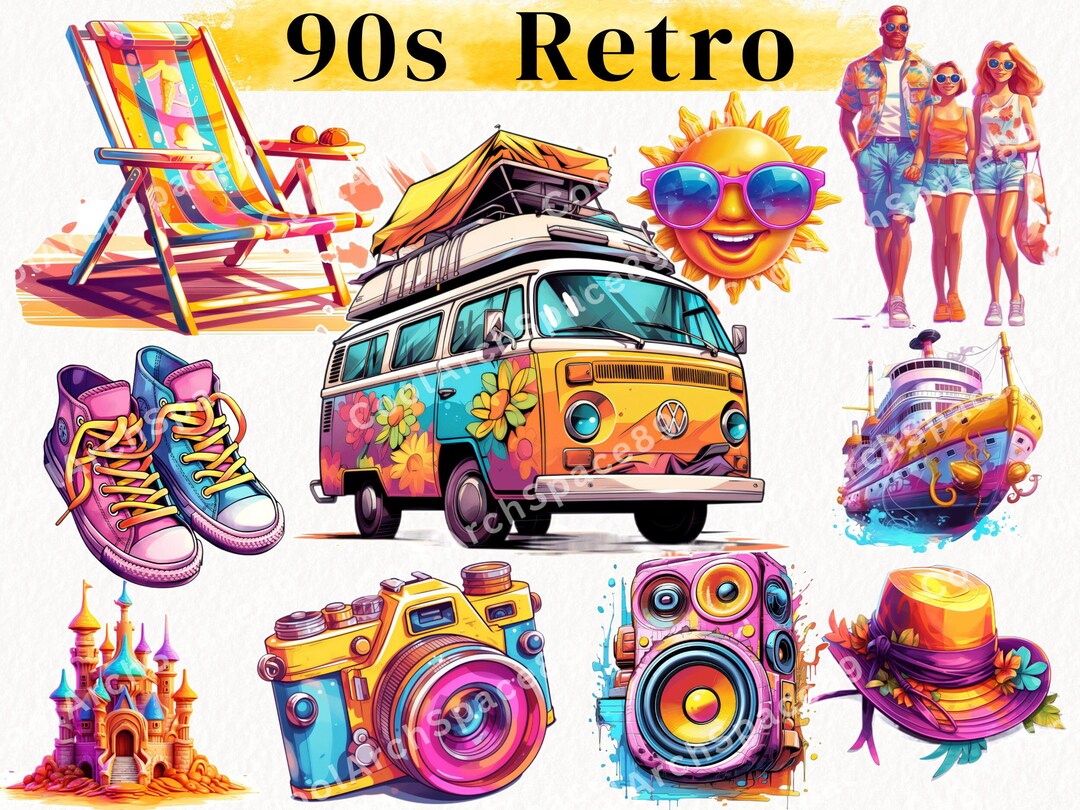 39 PNG 90s Retro Summer Png Clipart Bundle ,retro Clipart, 90s Vector ...