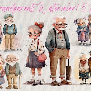 Grandparents Watercolor 5 Png Bundle , Sublimation Png , Clipart , T ...