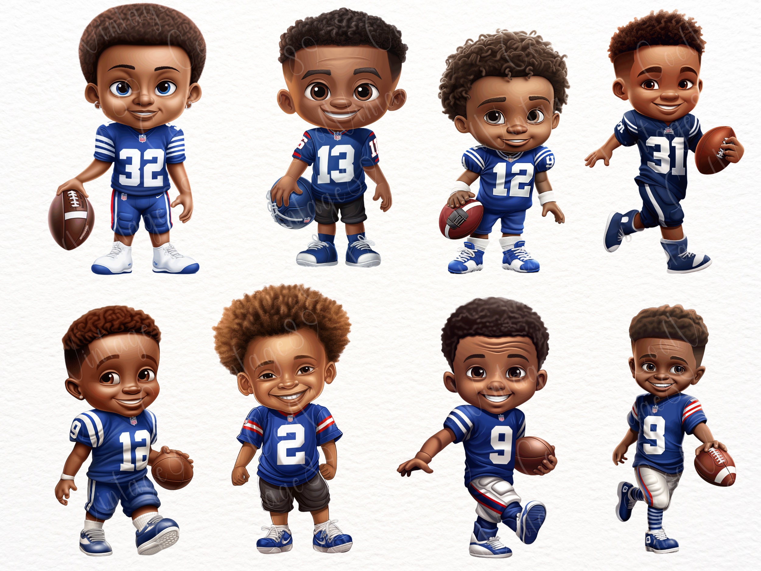 Black Boy Football Player Clipart, 20 PNG Bundle (digital Download) - Etsy