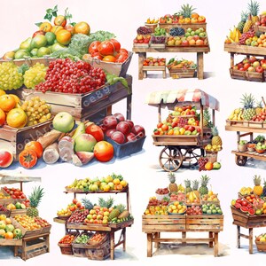 Farmers Market Clipart Bundle: Fruits & Vegetables (PNG, Commercial Use ...