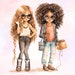 8 Watercolor Best Friend Clipart, Girl Best Friend PNG, Best Friend ...