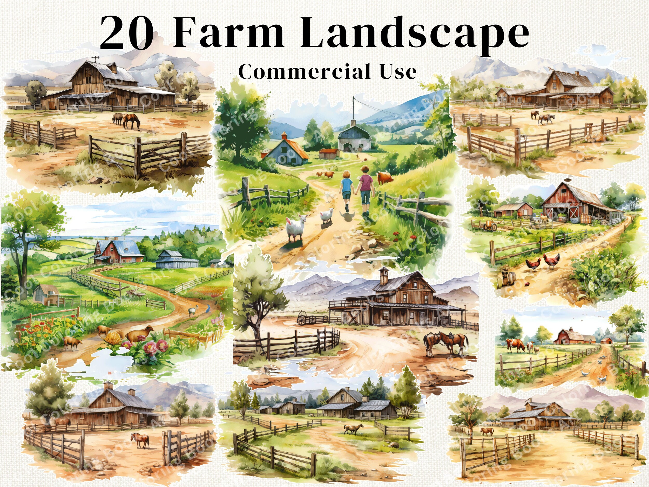 22 Watercolor Farm House Clipart PNG Rustic Country Barn , Farm Life ...