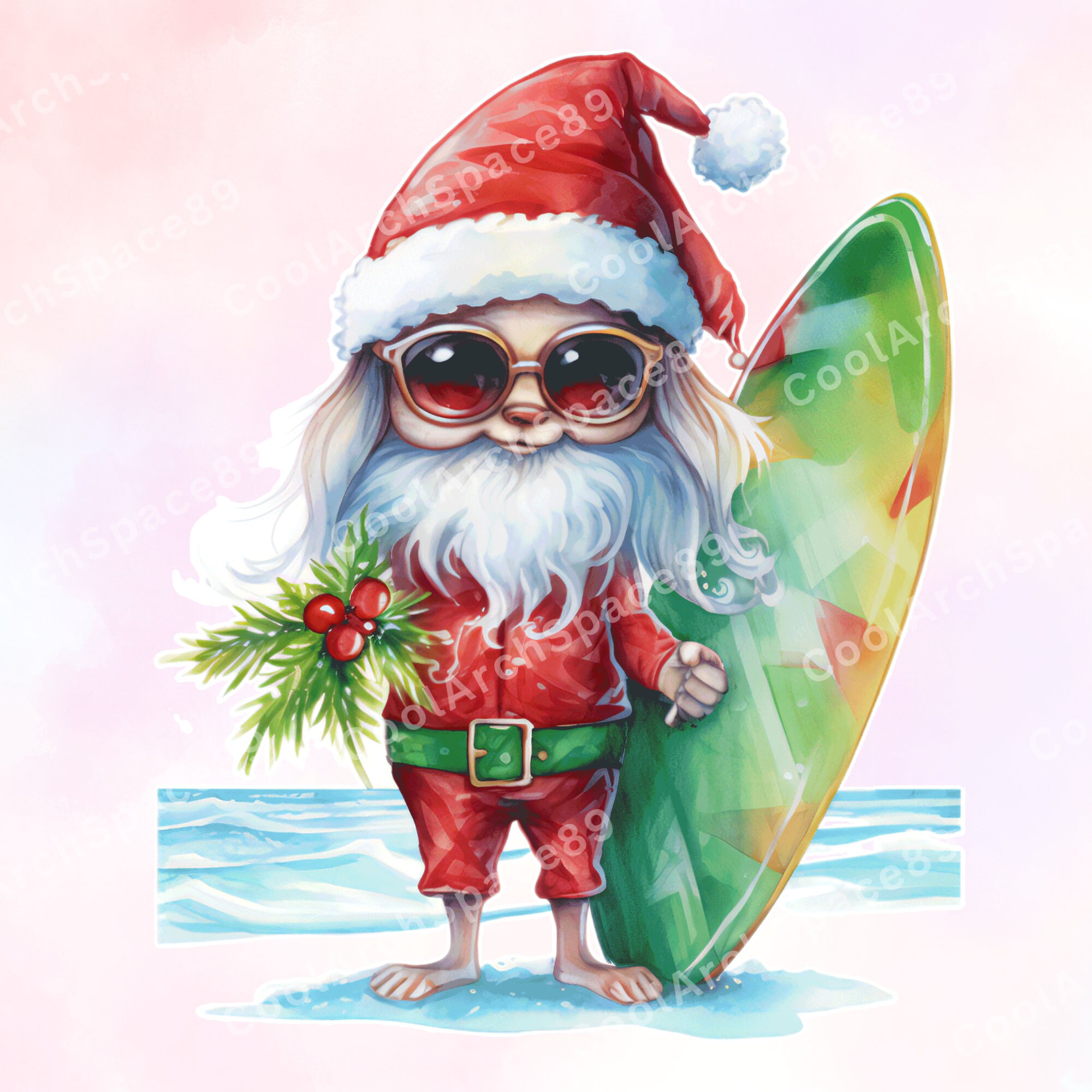 10 Santa on the Beach Clipart. Digital Art & Sublimation. Christmas in ...