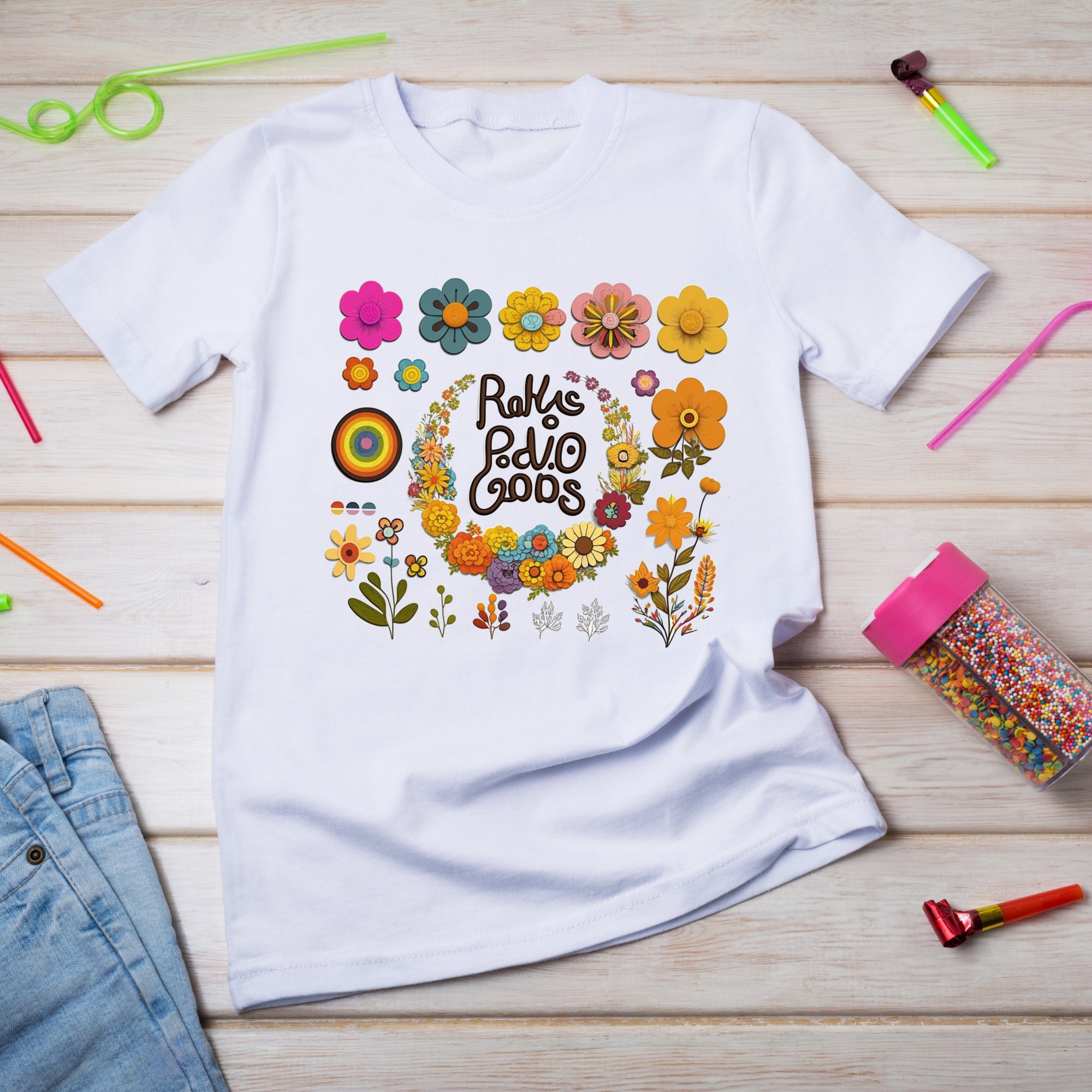 Retro Groovy Flower Clipart Bundle: Boho Hippie Art (digital Download ...