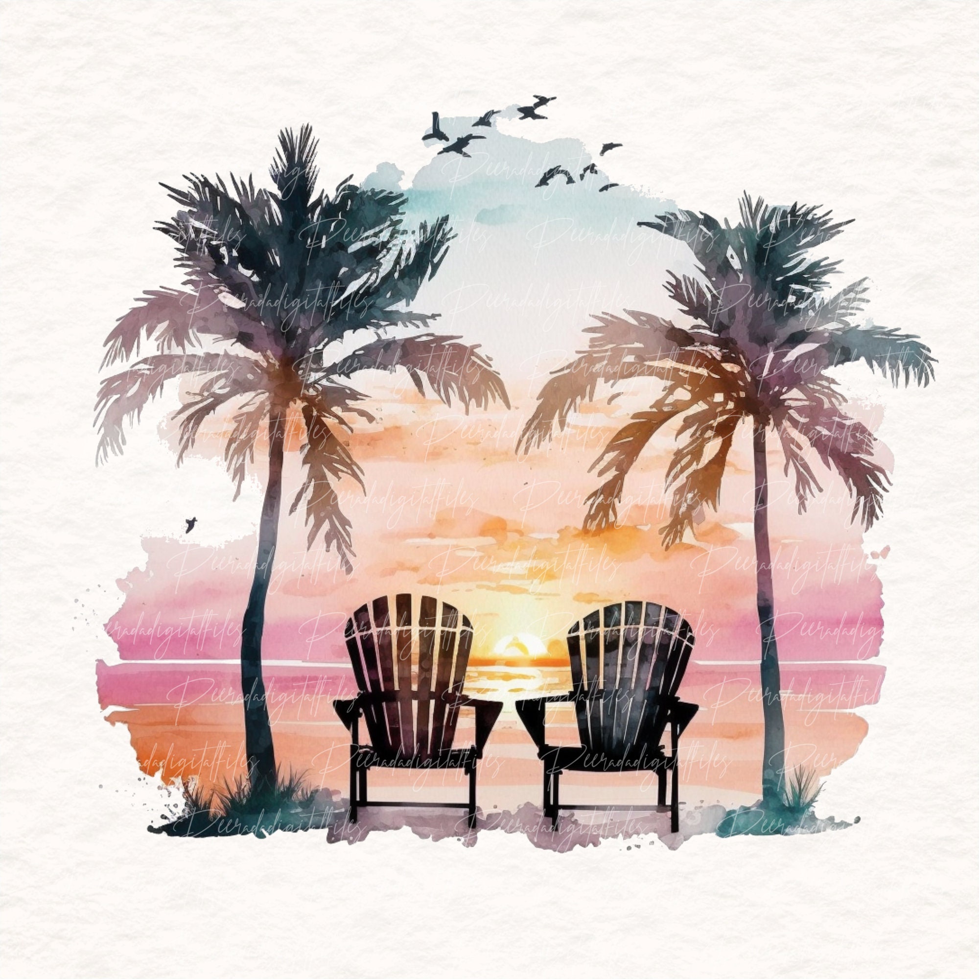 Watercolor Tropical Sunsets Clipart 4 PNG Bundle Sublimation - Etsy