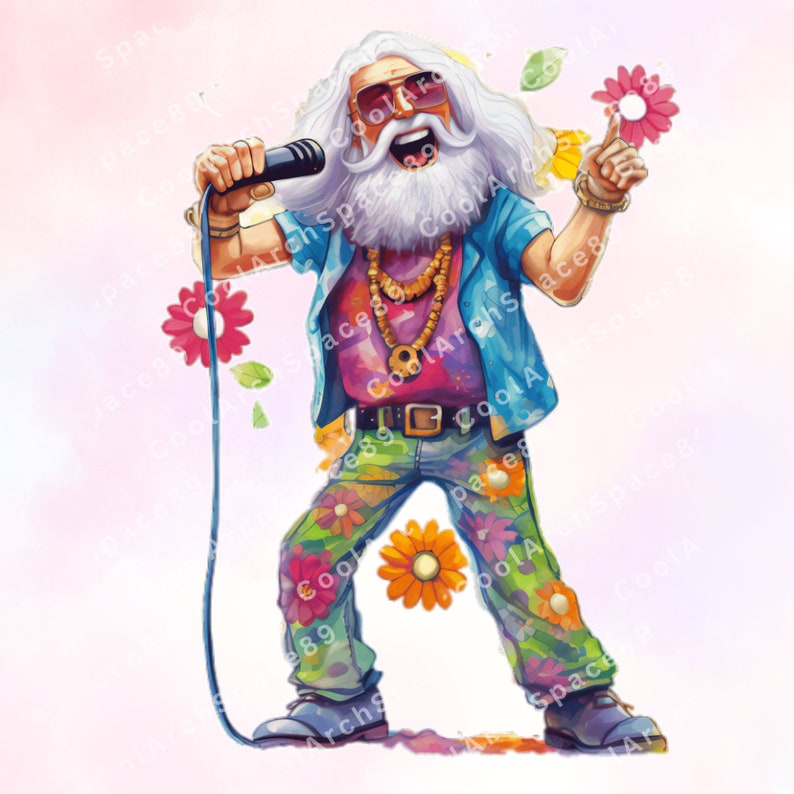 19 PNG Hippie Grandpa Clipart PNG Bundle, divertido abuelo acuarela arte clipart, uso comercial ...