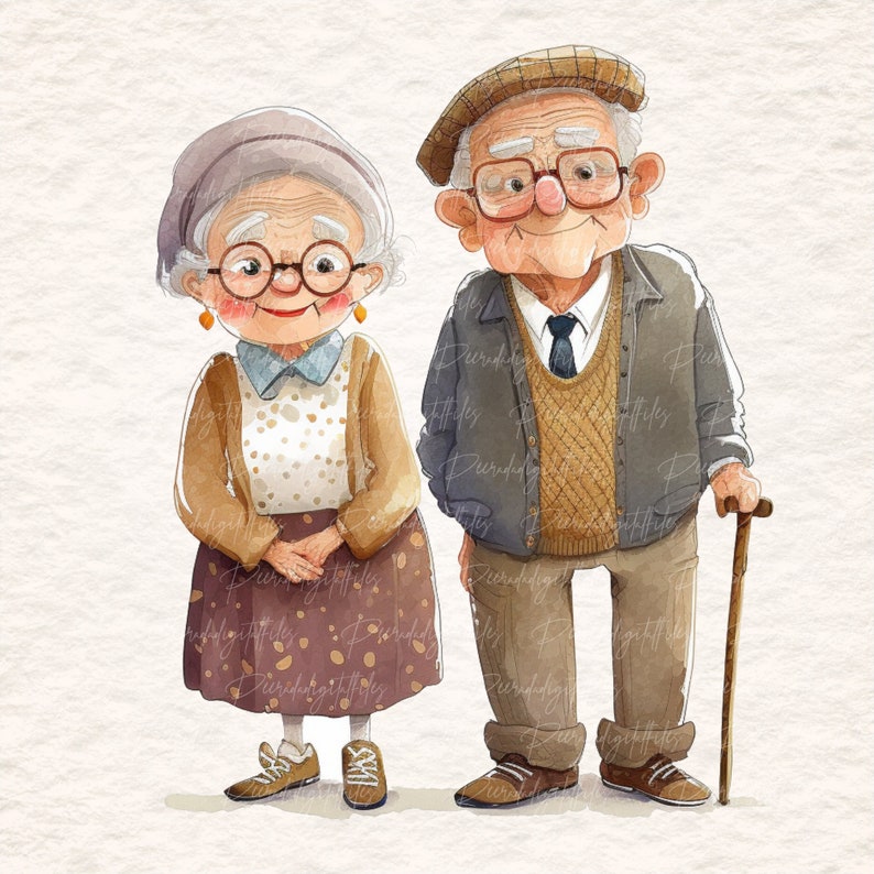 Grandparents Clipart 5 Png Bundle ,oldman Clipart Granny, Clipart Older ...