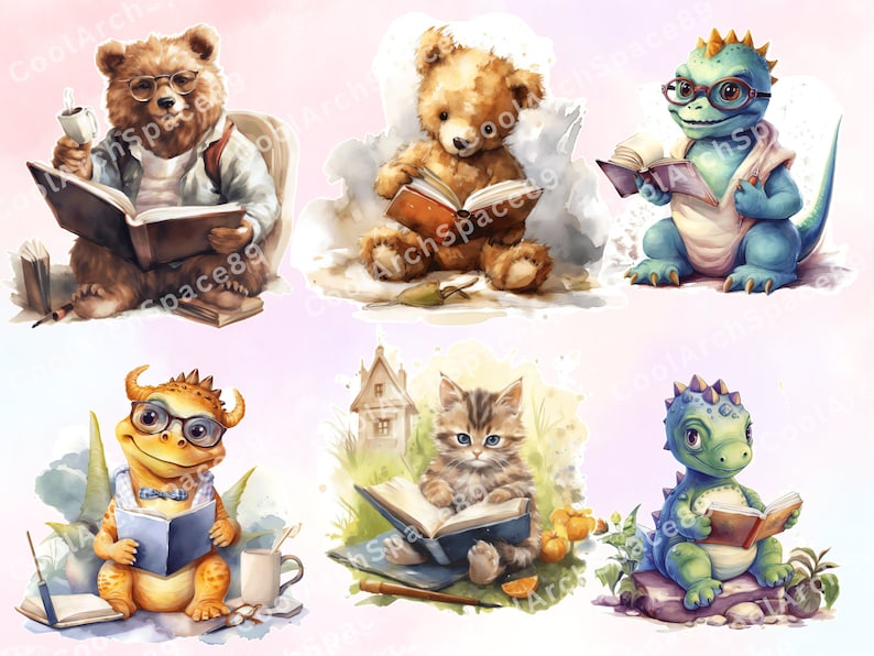 50 Cute Animals Bundle Clipart, Mega Bundle Watercolor Animal Bundle ...