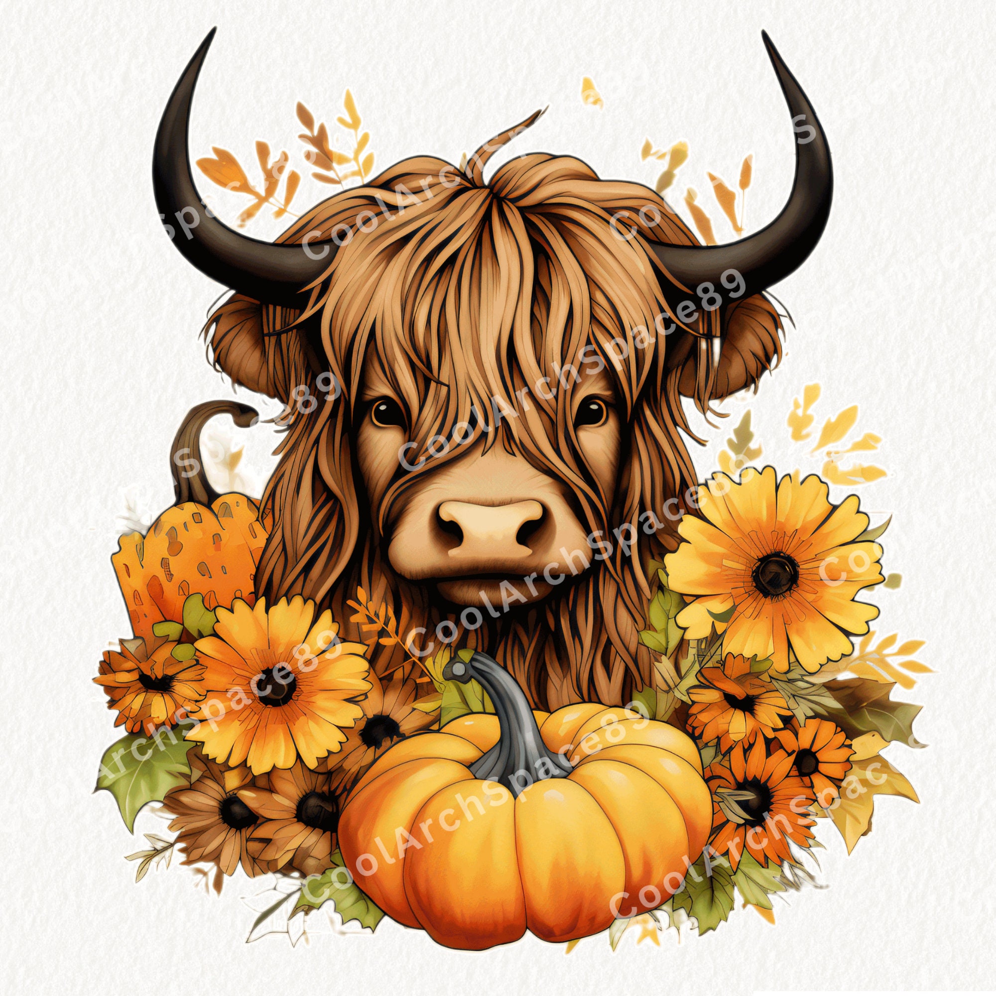 12 Highland Cow Fall PNG Bundle , Highland Cow PNG , Highland Cow ...