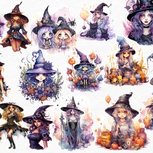 60 Witches Watercolor Clipart Bundle , Fairytale Images, Fantasy ...