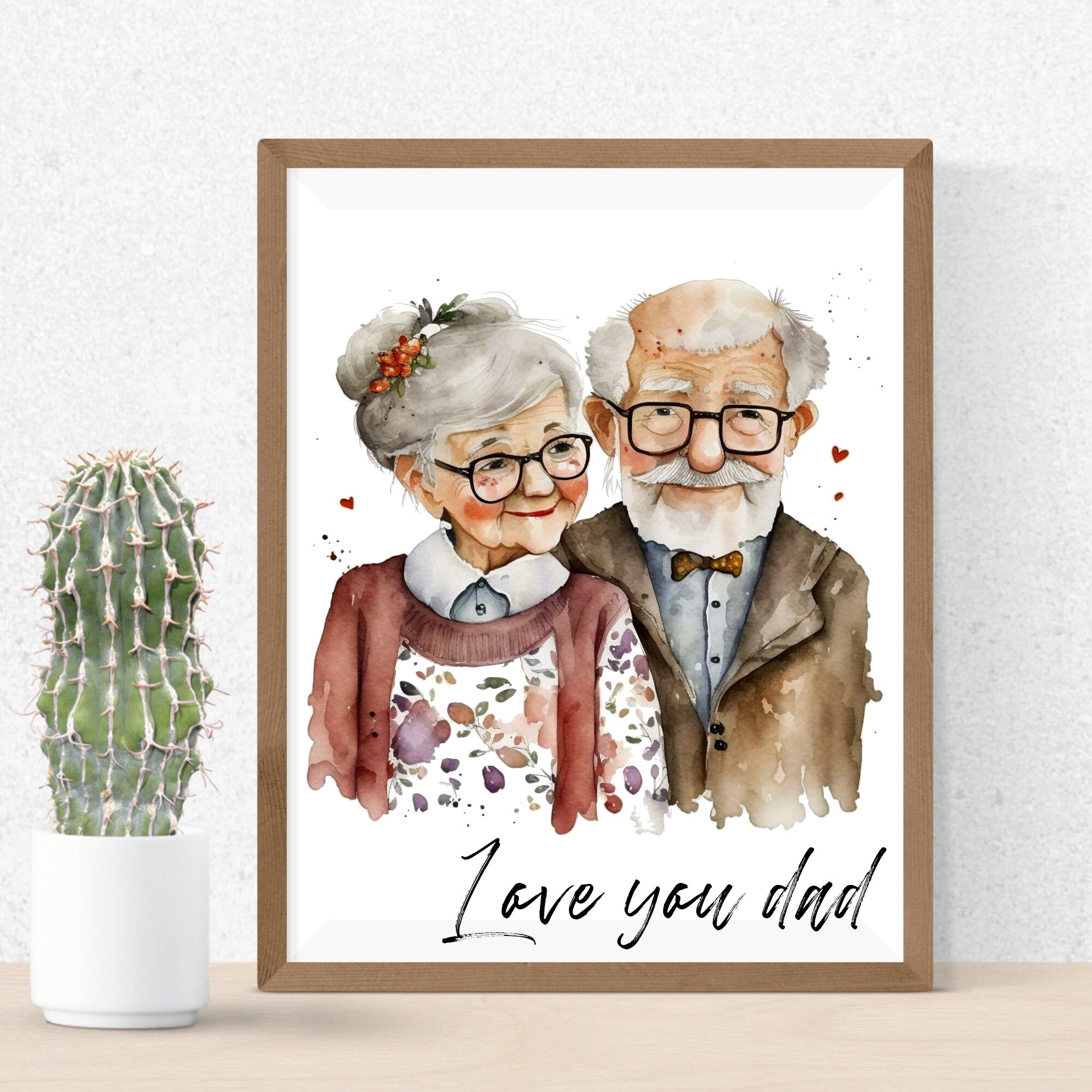 Grandpa and Grandma Watercolor 5 Png Bundle , Oldman Clipart Grandma ...