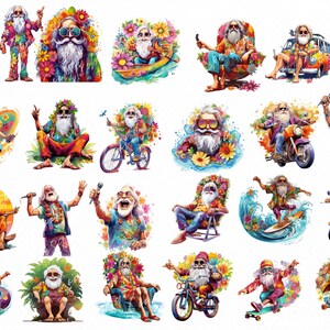 38 Hippie Grandpa Clipart PNG Bundle , Funny Grandfather Watercolor Art Clipart, Elderly PNG ...