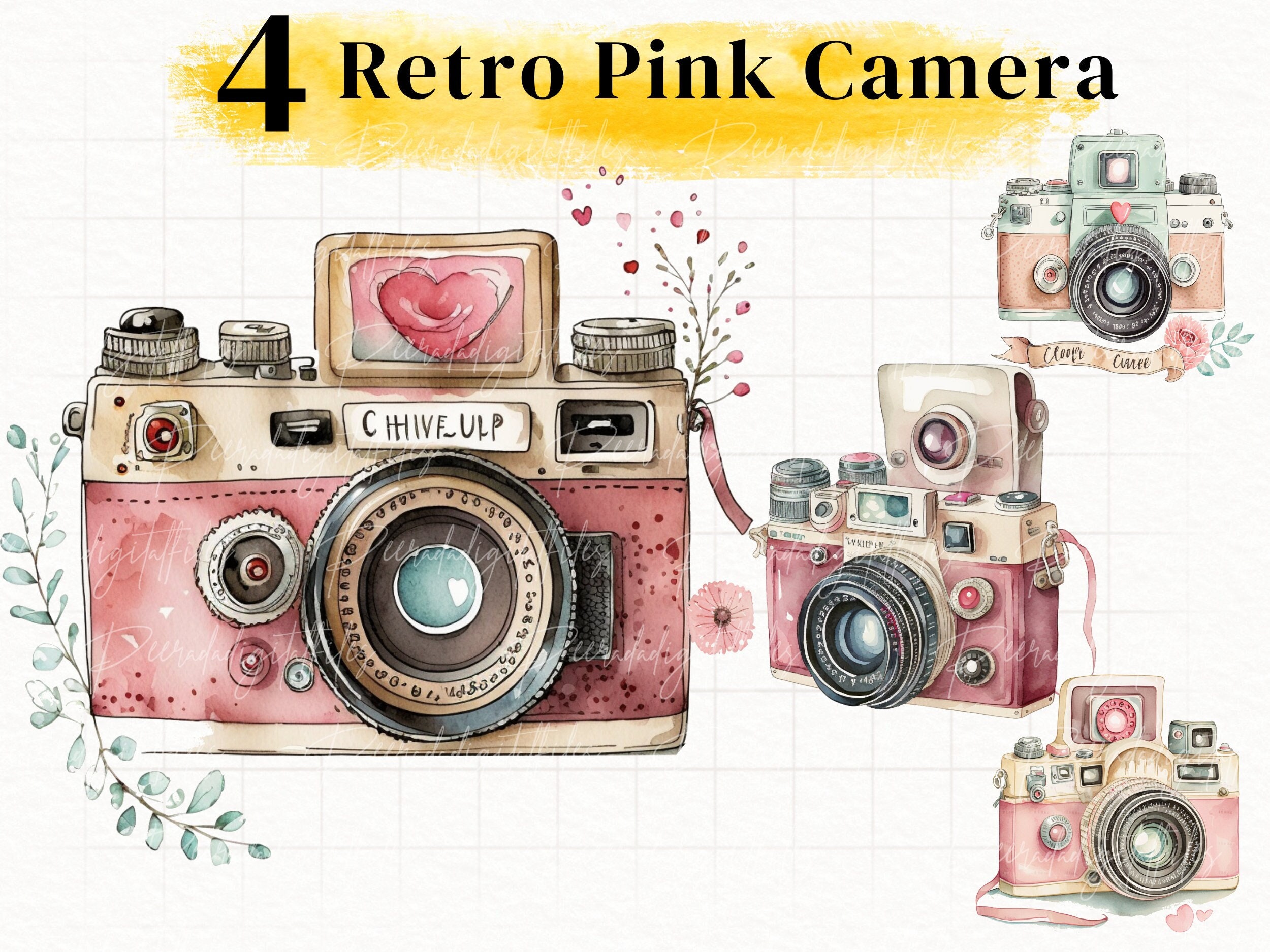 Pink Vintage Camera Clip Art