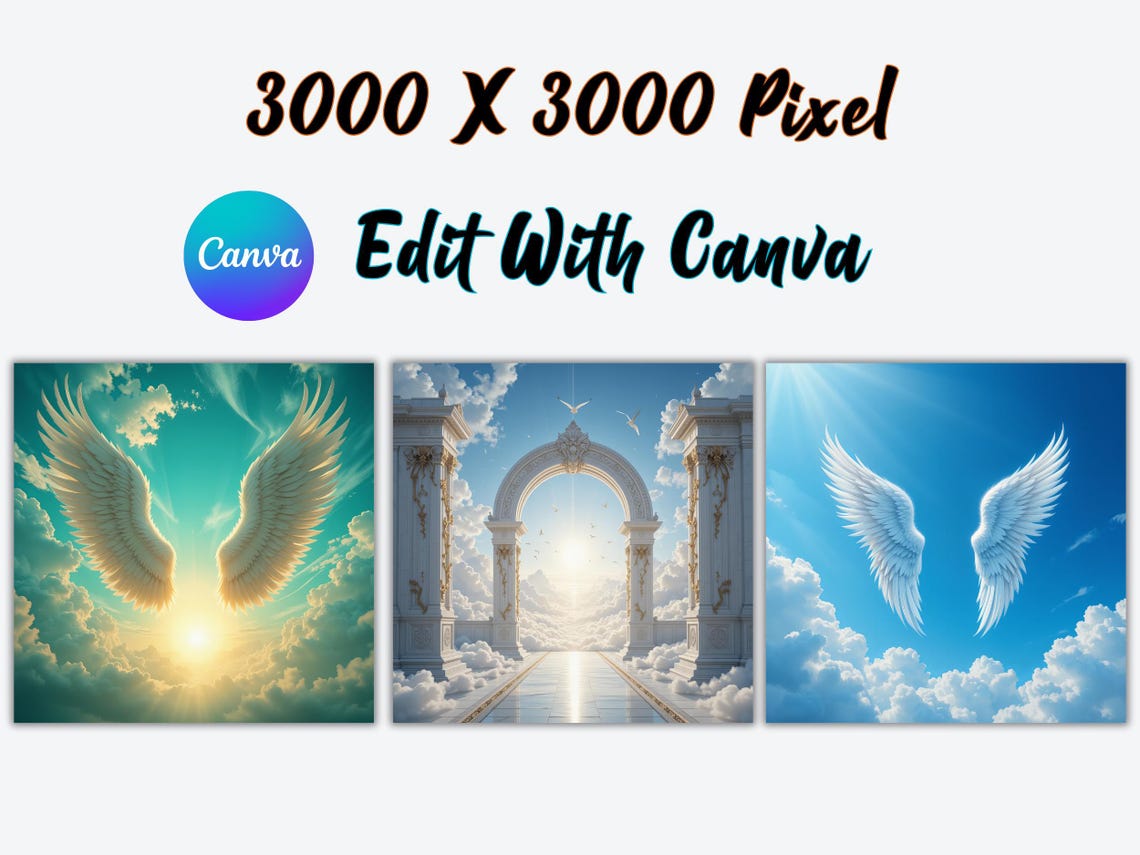 Clouds and Angel Wings Backdrops JPG, Heaven Columns Memorial , Digital ...