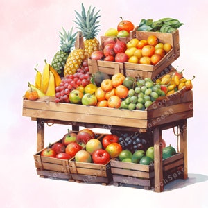 9 Farm Vegetable Stand Clipart, Fruits and Vegetables Commercial Use ...