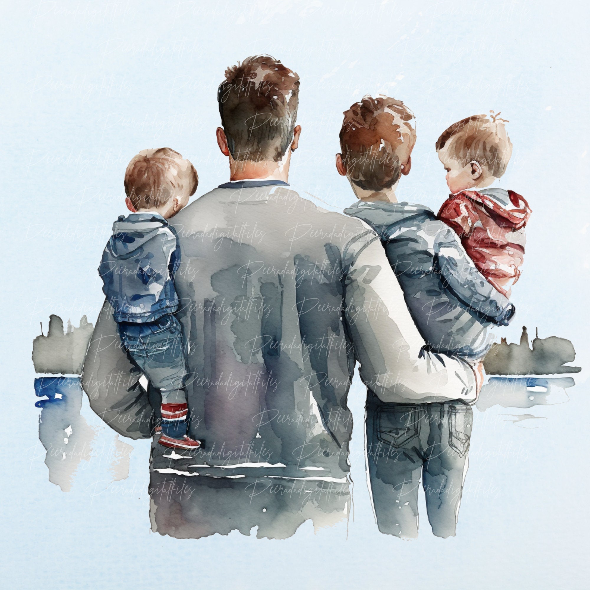 Dad and Son Watercolor 5 Png Bundle , Father Day Sublimation, Dad ...