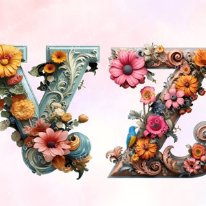 3D Floral Alphabet PNG, 26 Floral A - Z Letters Clipart, Floral Clip ...