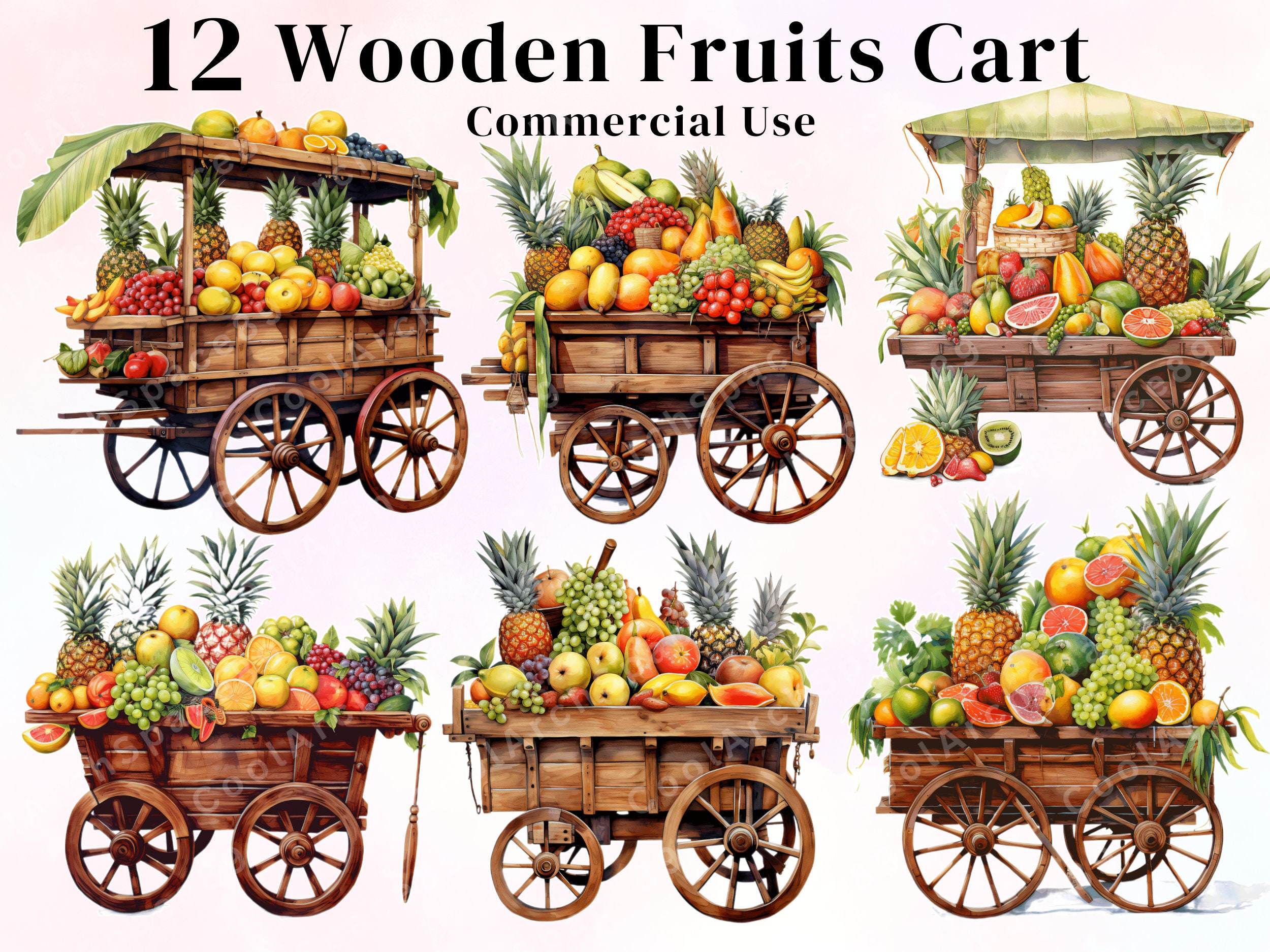 Farmers Market Clipart Bundle: Fruits & Vegetables (PNG, Commercial Use ...