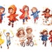25 Cute Kids Funny PNG Clipart Bundle , Cute Little Cartoon Happy Girls ...