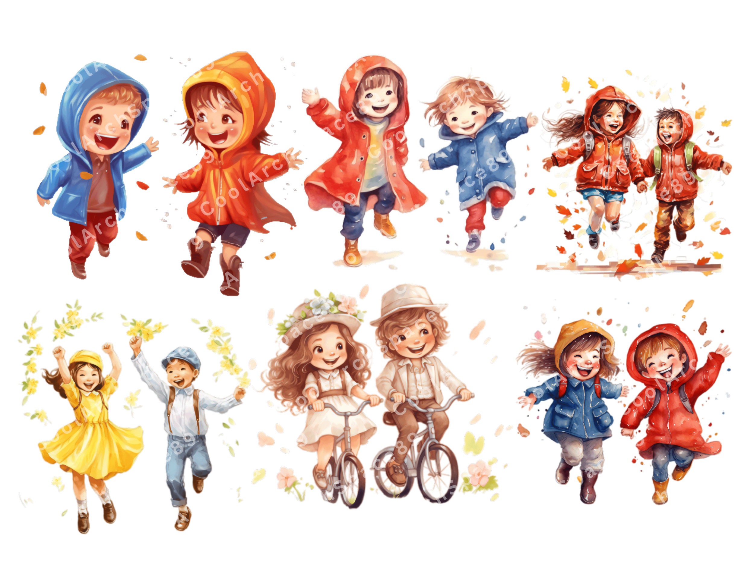25 Cute Kids Funny PNG Clipart Bundle , Cute Little Cartoon Happy Girls ...