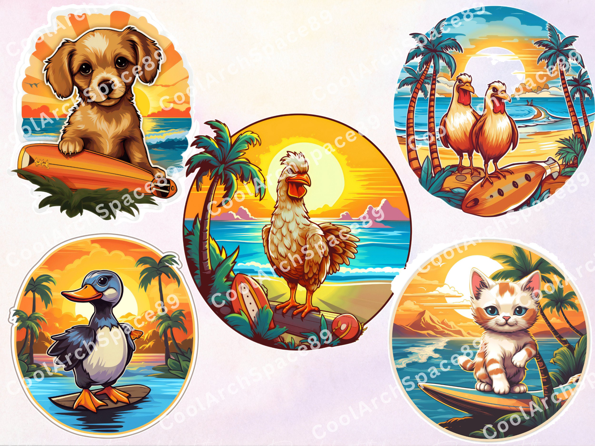 36 Summer Animals Clipart Bundlecute Animal Images With Sunglasses ...