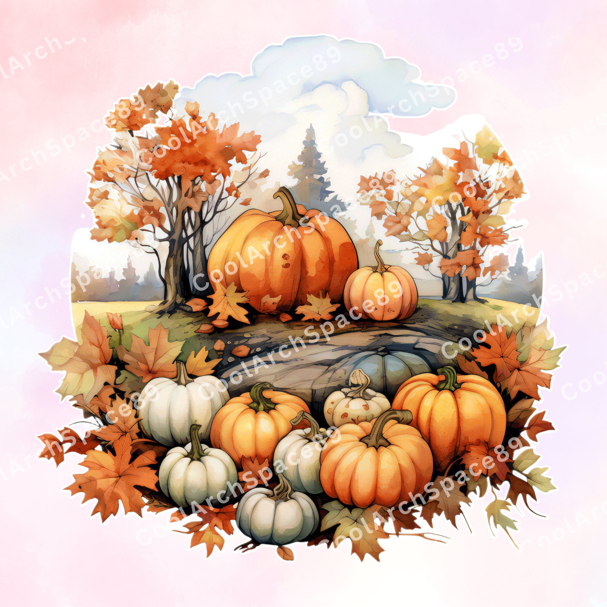 12 Autumn Pumpkin Clipart Farmhouse Pumkin Clipart Garden - Etsy
